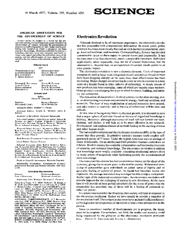 (PDF) Electronics Revolution