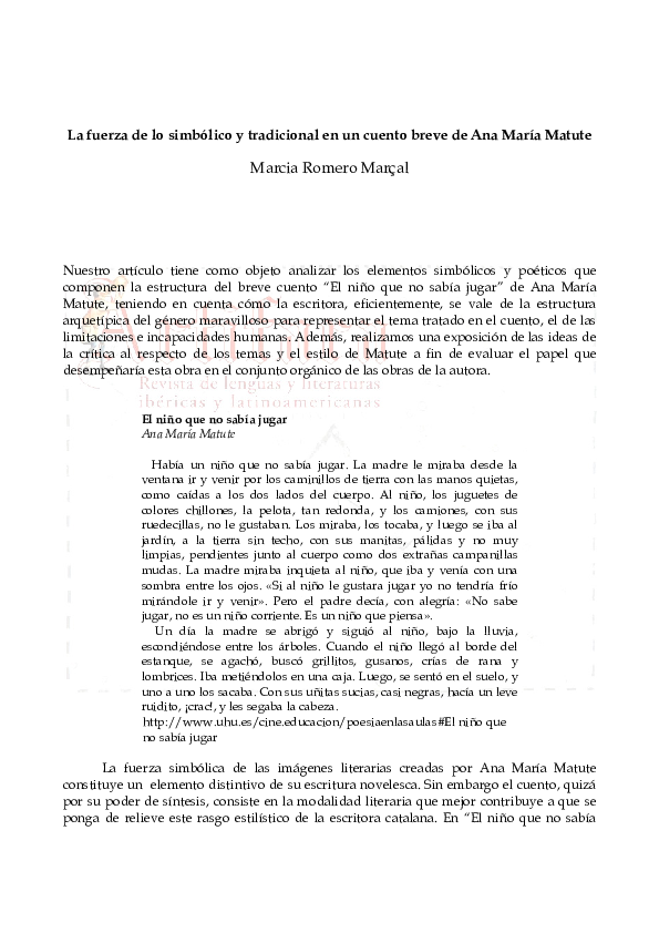 (PDF) La fuerza de lo simbólico y tradicional en un cuento breve de Ana ...