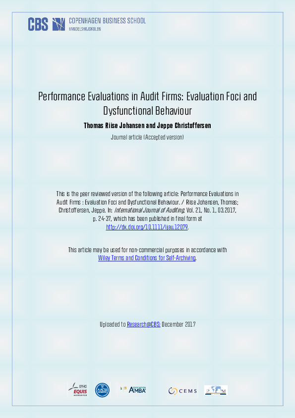 (PDF) Performance Evaluations in Audit Firms: Evaluation Foci and ...