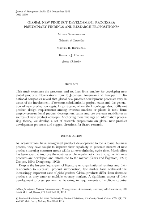 (PDF) Global New Product Development Processes: Preliminary Findings ...