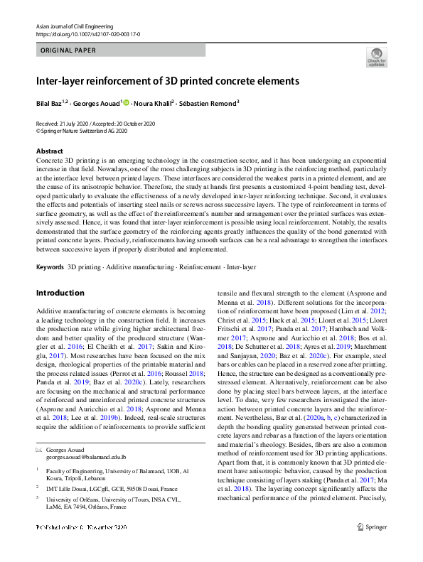(PDF) Interlayer reinforcement of 3D printed concrete by the in-process deposition of U-nails