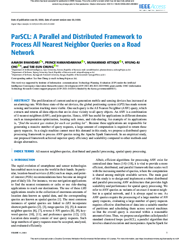 Pdf Parscl A Parallel And Distributed Framework To Process All Nearest Neighbor Queries On A