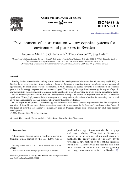 (PDF) Development of short-rotation willow coppice systems for ...