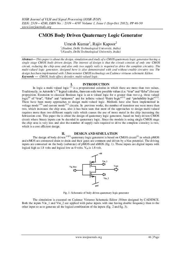 (PDF) CMOS Body Driven Quaternary Logic Generator