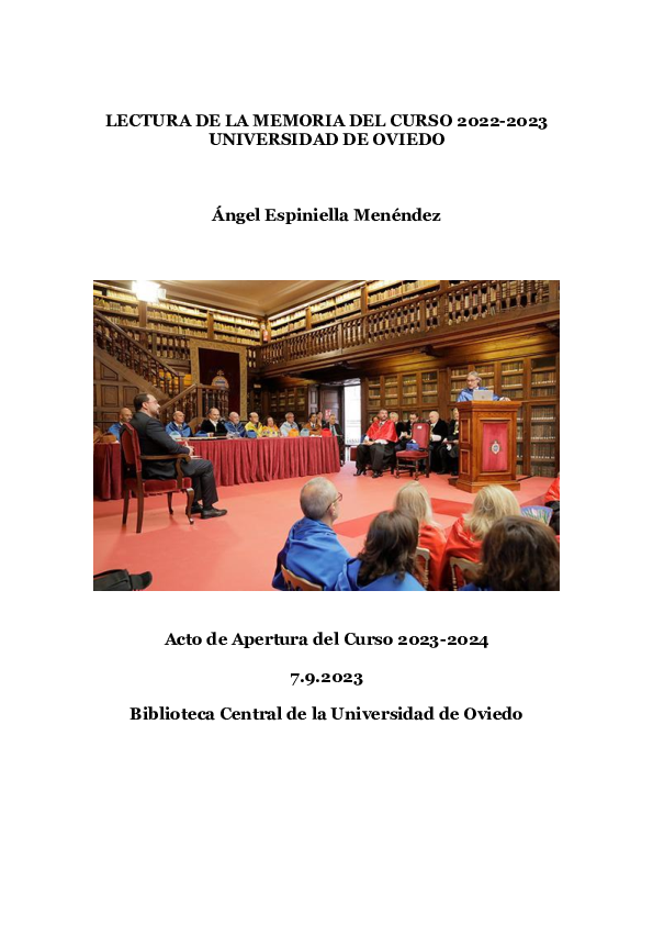 (PDF) Lectura de la Memoria por el Secretario General en la Apertura del Curso 2023-2024