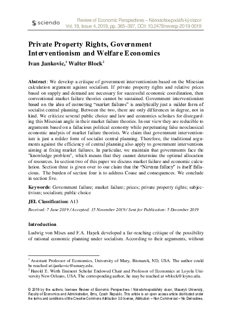 (PDF) Private Property Rights, Government Interventionism and Welfare ...