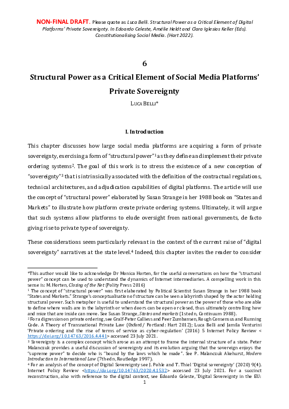 (PDF) Structural Power as a Critical Element of Social Media Platforms ...