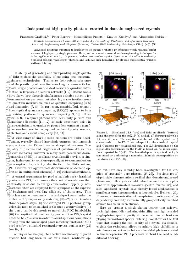 (PDF) Independent high-purity photons created in domain-engineered crystals
