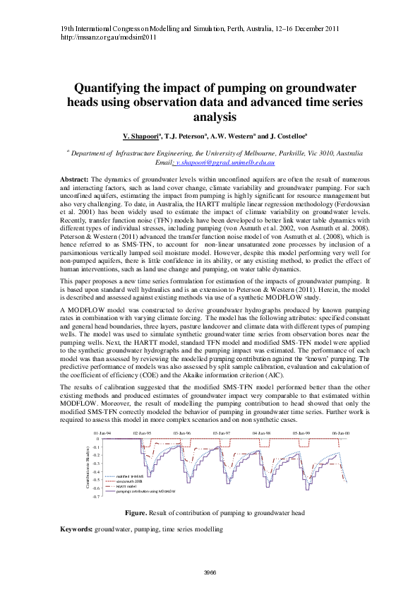 (PDF) Quantifying the impact of pumping on groundwater heads using observation data and advanced ...