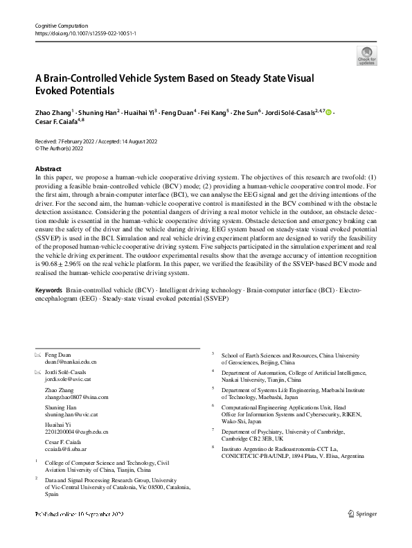 (PDF) A Brain-Controlled Vehicle System Based on Steady State Visual ...