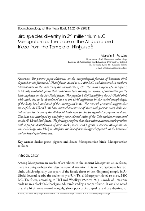 (PDF) Bird species diversity in 3 rd millennium B.C. Mesopotamia: The ...