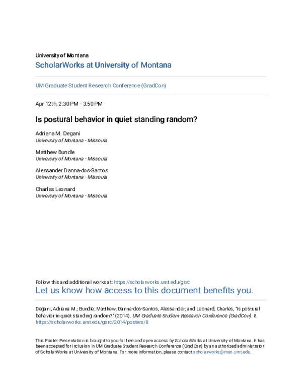 (PDF) Is postural behavior in quiet standing random