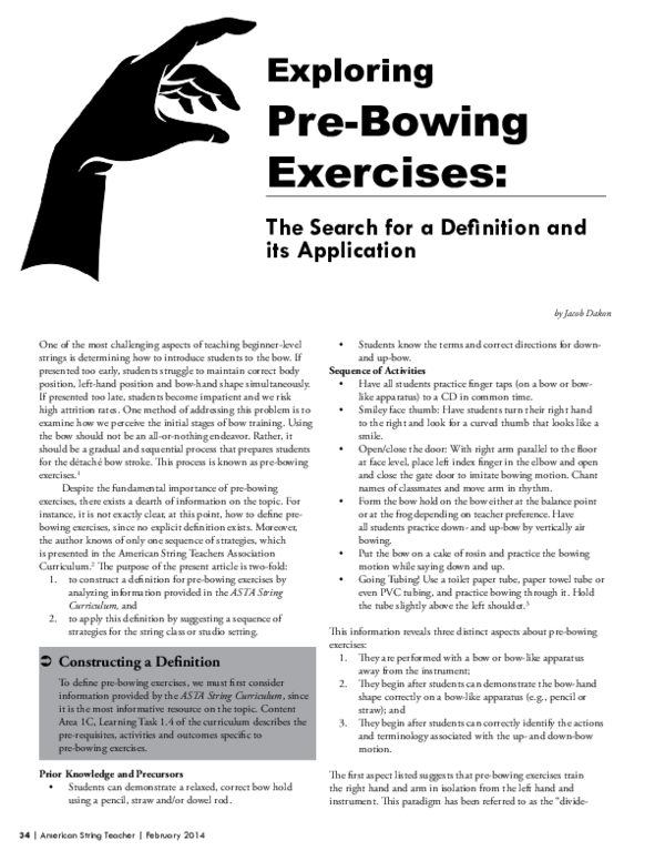 (PDF) Exploring Pre-Bowing Exercises: The Search for a Definition and ...