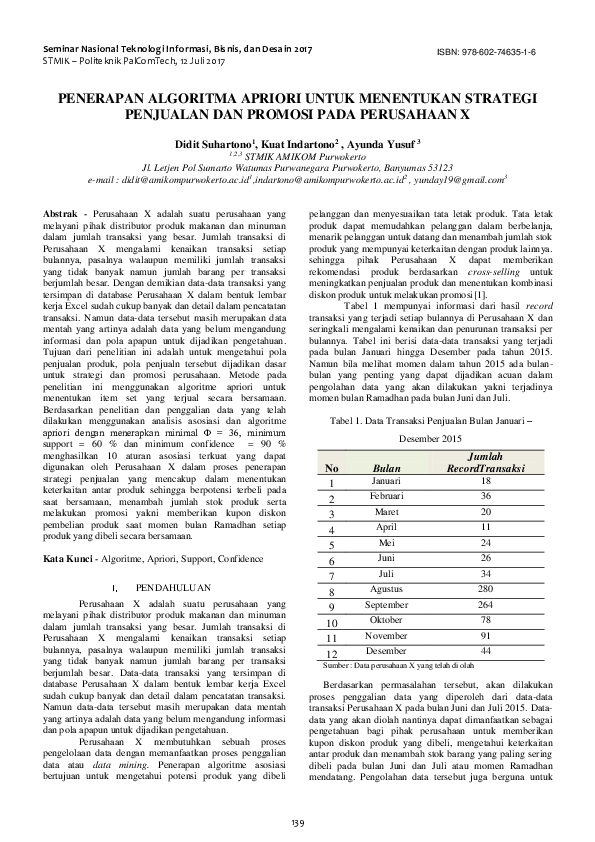 (PDF) Penerapan Algoritma Apriori Untuk Menentukan Strategi Penjualan ...