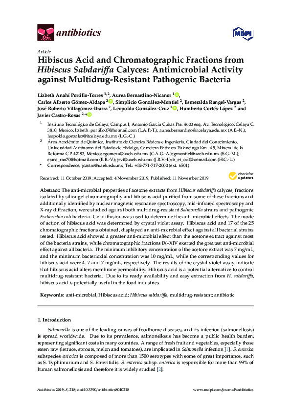 (PDF) Hibiscus Acid and Chromatographic Fractions from Hibiscus ...
