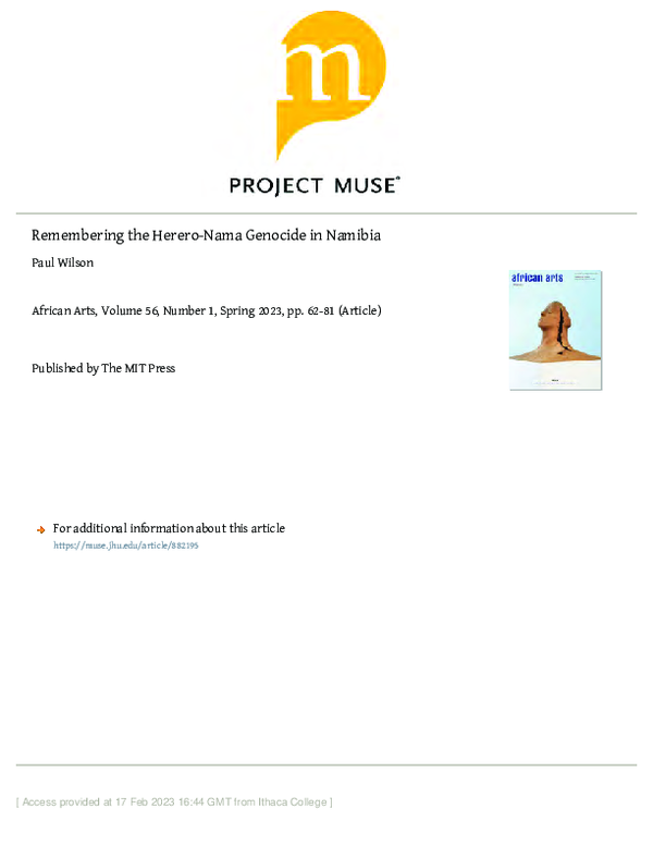 (PDF) Remembering the Herero-Nama Genocide in Namibia
