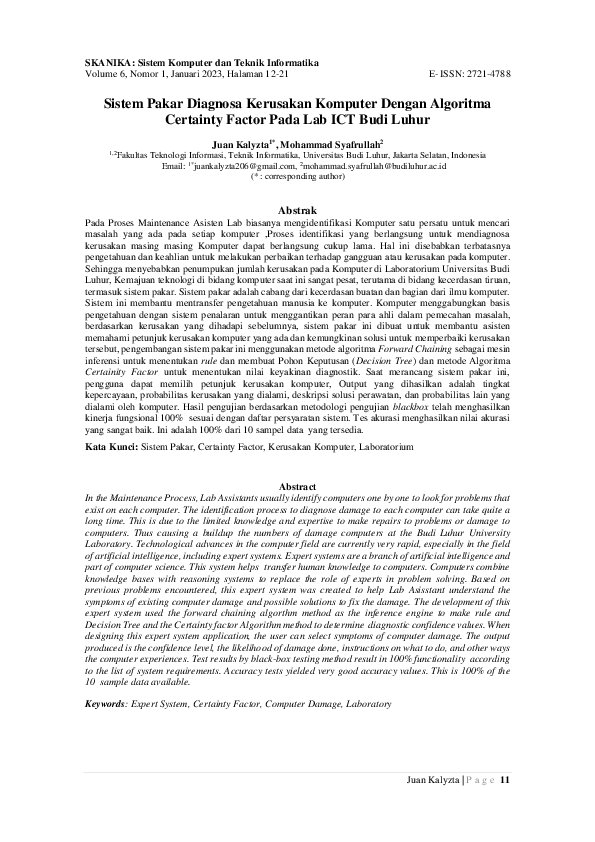 (PDF) Sistem Pakar Diagnosa Kerusakan Komputer Dengan Algoritma ...