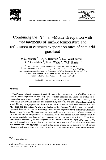(PDF) Combining the Penman-Monteith equation with measurements of ...