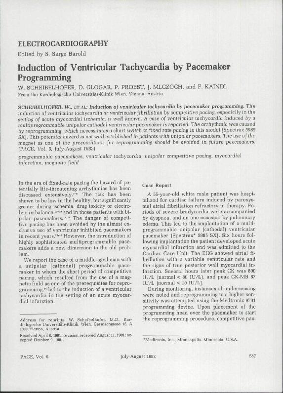 (PDF) Induction of Ventricular Tachycardia by Pacemaker Programming