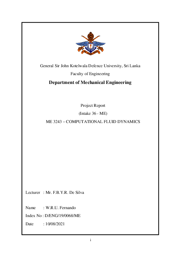 Pdf Project Report Computational Fluid Dynamics