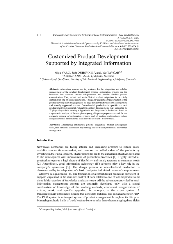 (PDF) Customized product development supported by integrated information