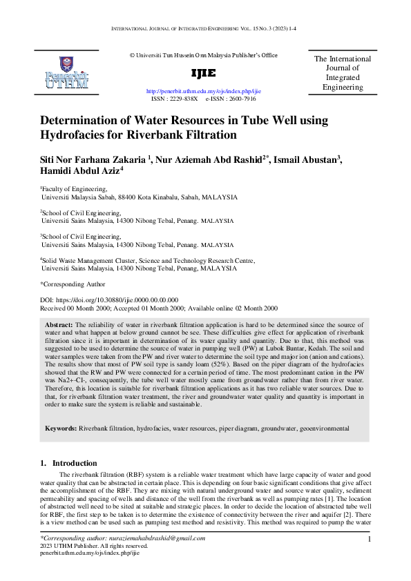 (PDF) Determination of Water Resources in Tube Well Using Hydrofacies ...