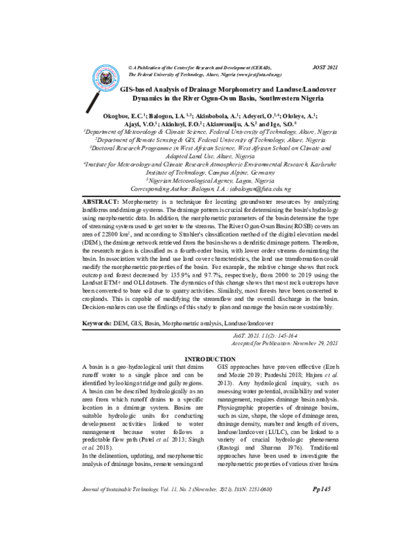 (PDF) GIS-based Analysis of Drainage Morphometry and Landuse/Landcover ...