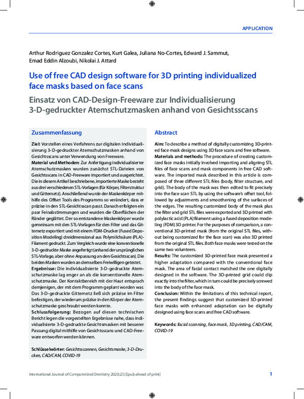 (PDF) Use of free CAD design software for 3D printing individualized ...