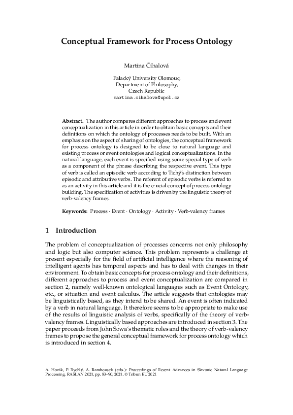 (PDF) Conceptual Framework for Process Ontology