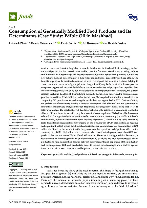 (PDF) Consumption of Genetically Modified Food Products and Its ...