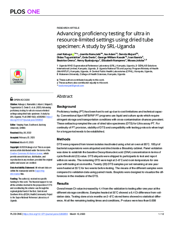 (PDF) Advancing proficiency testing for ultra in resource-limited ...