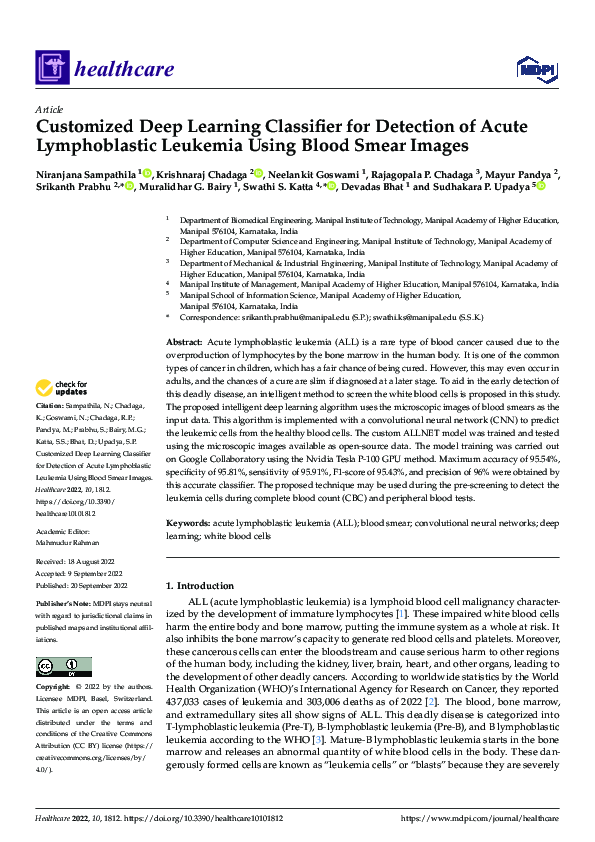 Pdf Customized Deep Learning Classifier For Detection Of Acute