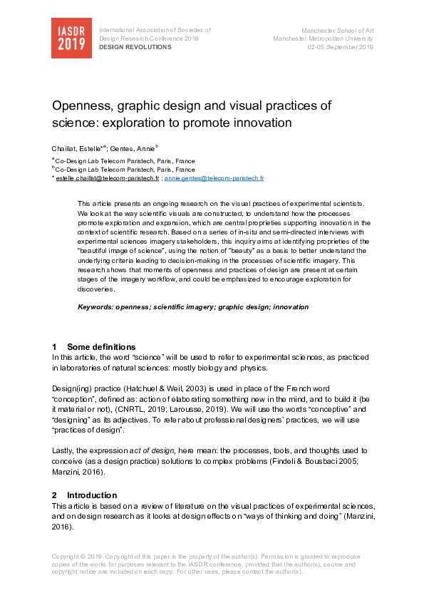 (PDF) Openness, graphic design and visual practices of science: exploration to promote innovation
