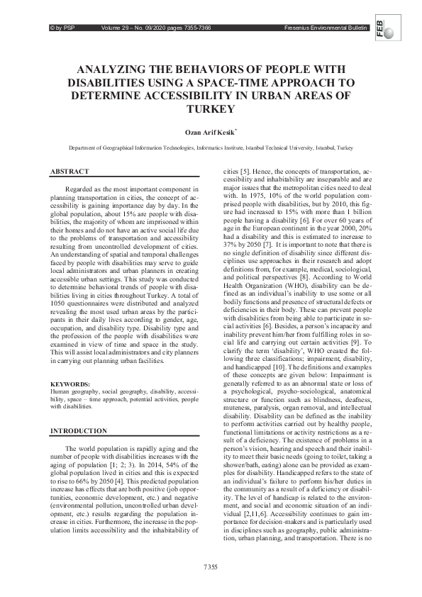 (PDF) ANALYZING THE BEHAVIORS OF PEOPLE WITH DISABILITIES USING A SPACE-TIME APPROACH TO ...