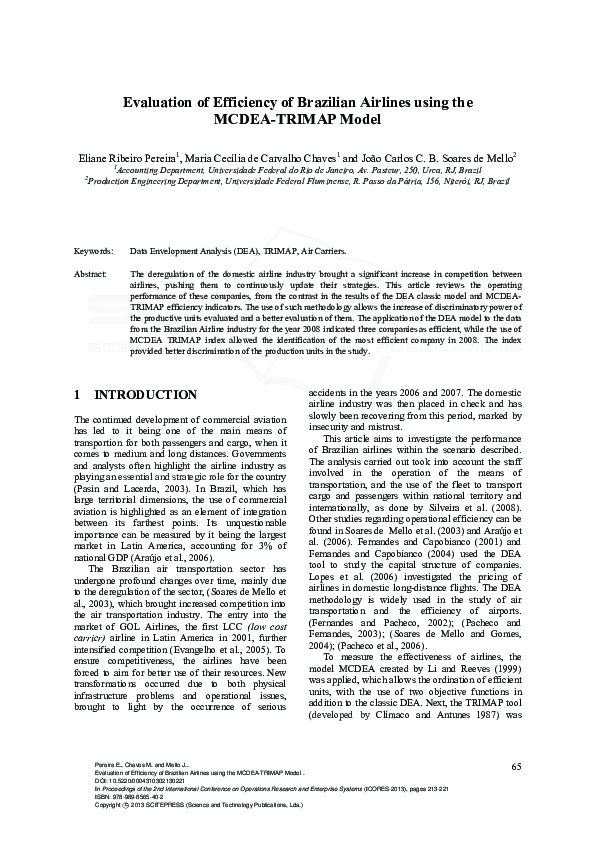 (PDF) Evaluation of efficiency of brazilian airlines using the MCDEA ...