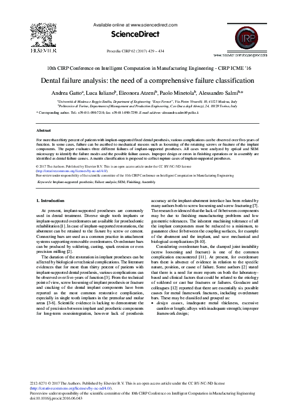 (PDF) Dental Failure Analysis: The Need of a Comprehensive Failure ...