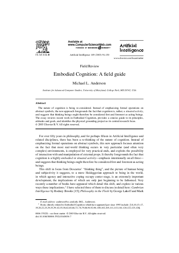 (PDF) Embodied Cognition: A Field Guide