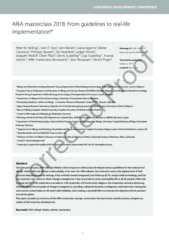 (PDF) ARIA masterclass 2018: From guidelines to real-life implementation | Agne Ramonaite ...