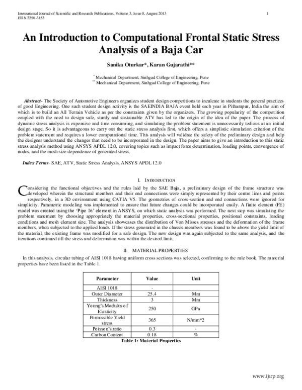 (PDF) An Introduction to Computational Frontal Static Stress Analysis ... (PDF) An Introduction to Computational Frontal Static Stress Analysis ...