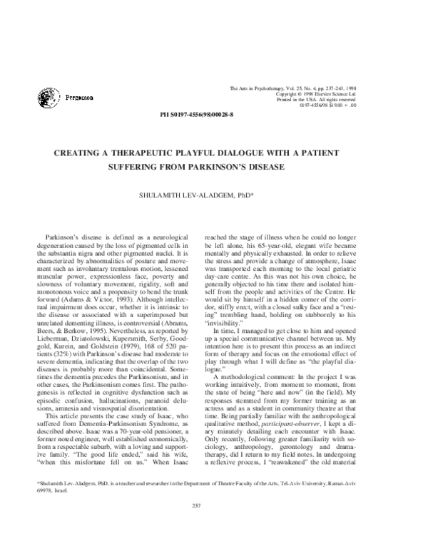 (PDF) Creating a therapeutic playful dialogue with a patient suffering ...