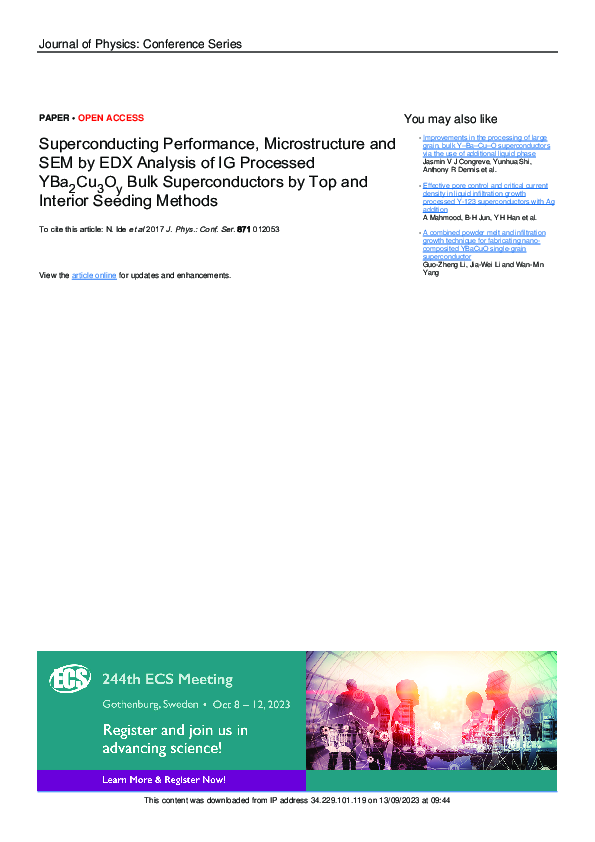 Pdf Superconducting Performance Microstructure And Sem By Edx