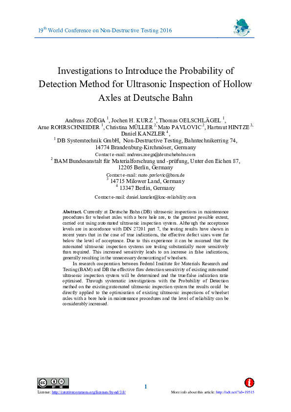 (PDF) Investigations to introduce the probability of detection method ...