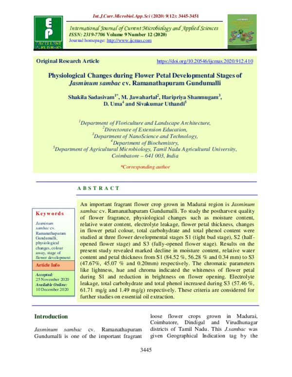 (PDF) Physiological Changes during Flower Petal Developmental Stages of ...