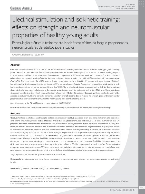 (PDF) Electrical stimulation and isokinetic training: effects on ...