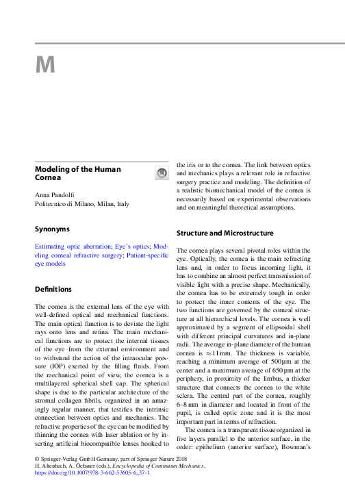 (PDF) Modeling of the Human Cornea