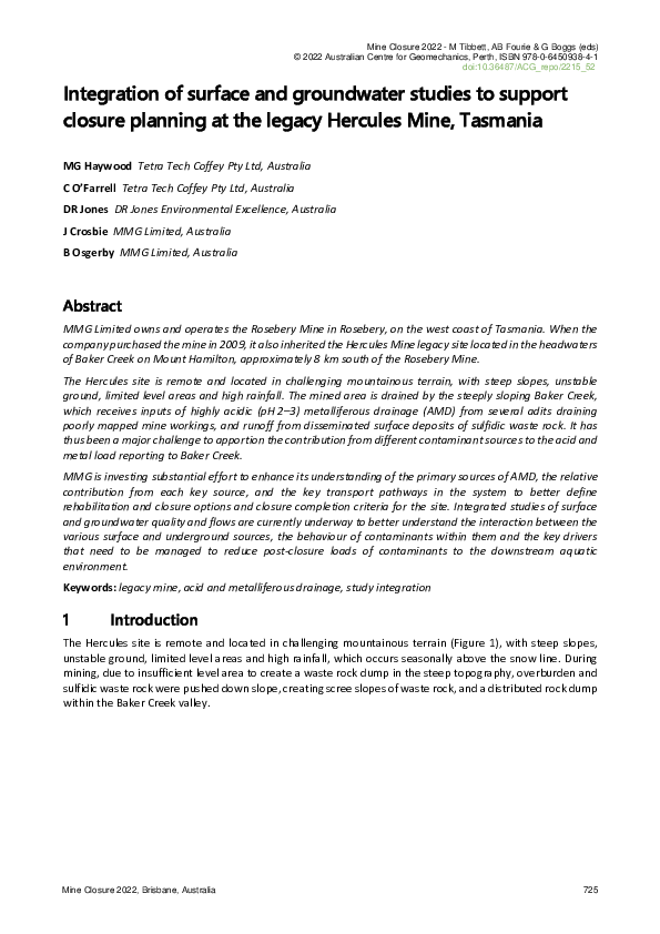 (PDF) Integration of surface and groundwater studies to support closure ...