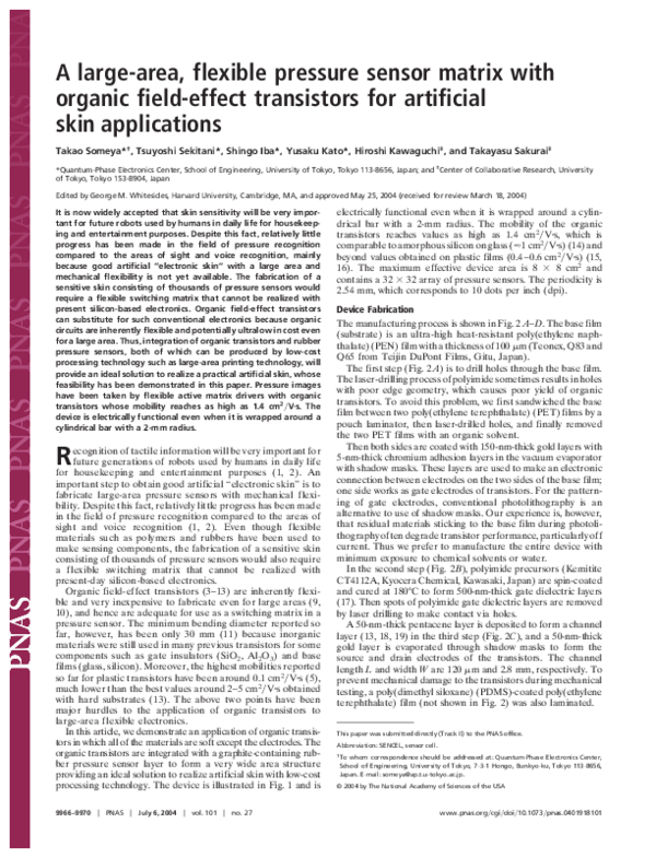 (PDF) A large-area, flexible pressure sensor matrix with organic field ...