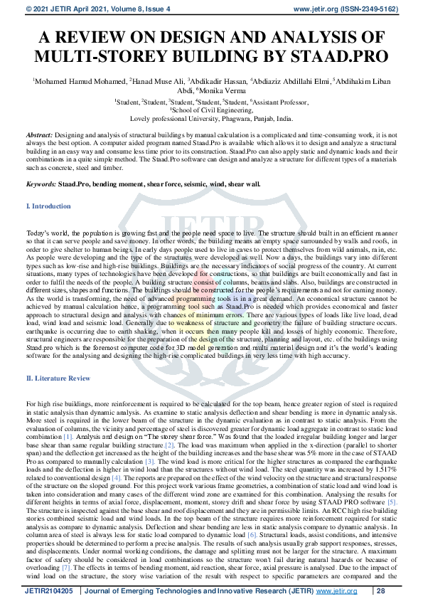 (PDF) A REVIEW ON DESIGN AND ANALYSIS OF MULTI-STOREY BUILDING BY STAAD.PRO