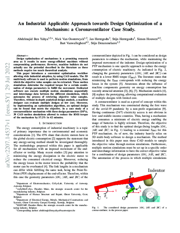 (PDF) An Industrial Applicable Approach towards Design Optimization of a Mechanism: a ...