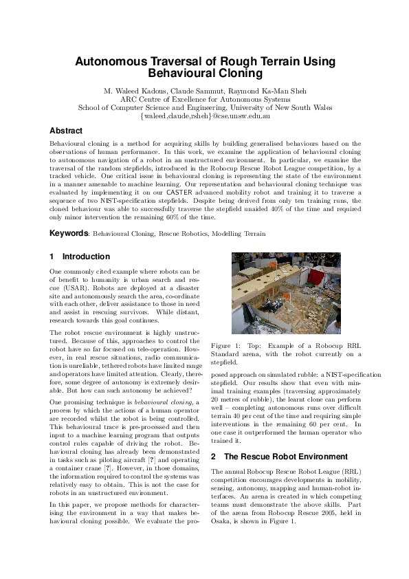(PDF) Autonomous traversal of rough terrain using behavioural cloning